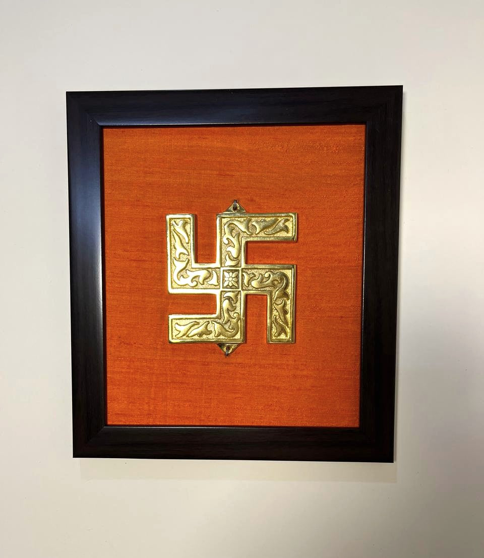 Brass Swastik Symbol Wall Frame | Spiritual Symbol- Gold Swastik with ...